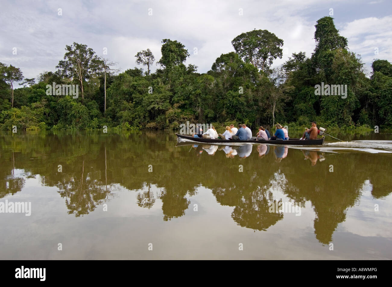 Amazon rainforest river canoe tourists hi-res stock photography and ...