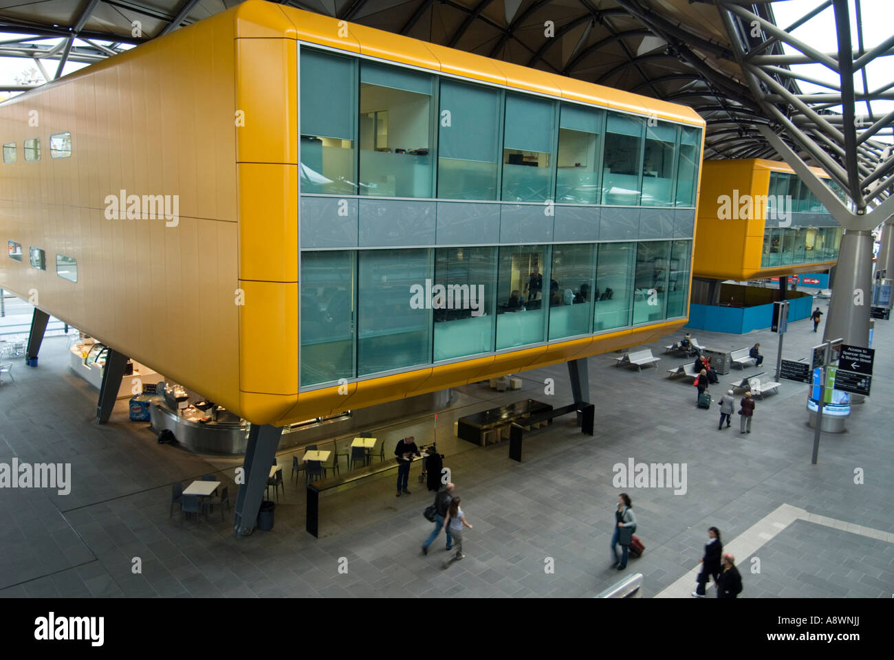 Modern yellow control centre buildings at Southern Cross Railway ...