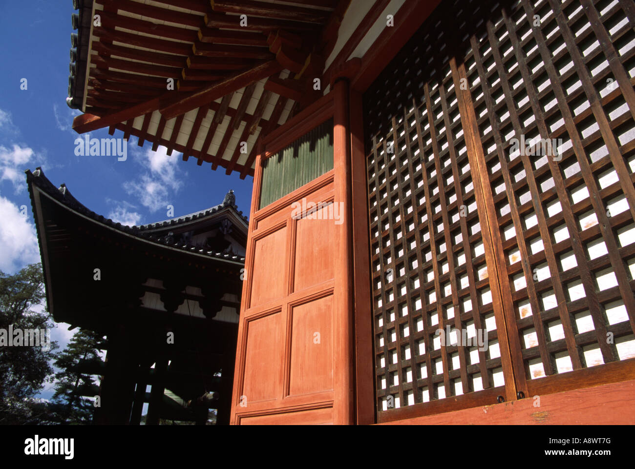A generic, wide shot of a red temple door in Nara, Japan Stock Photo ...