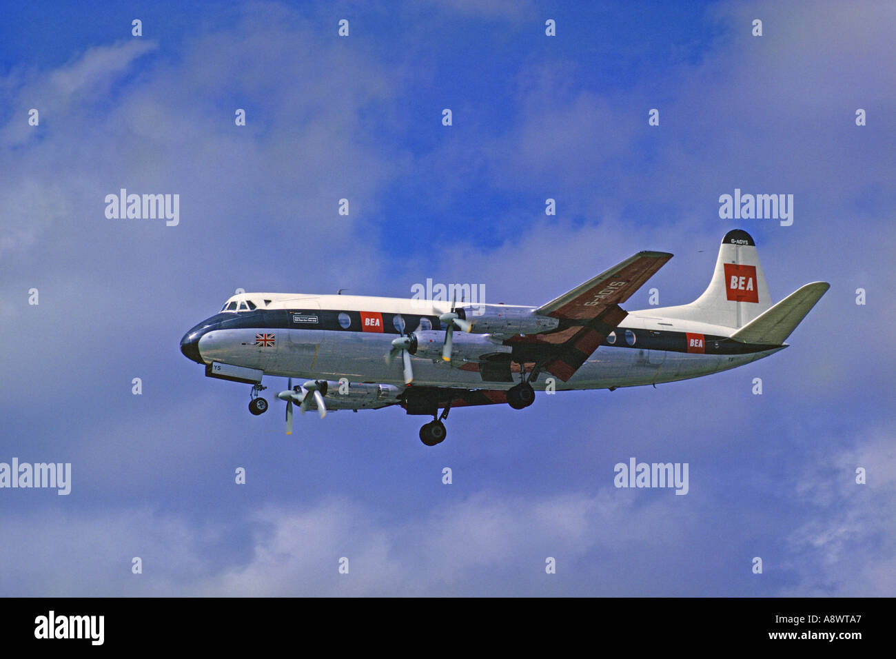 British European Airways BEA Vickers Viscount G-AOYS landing at London ...