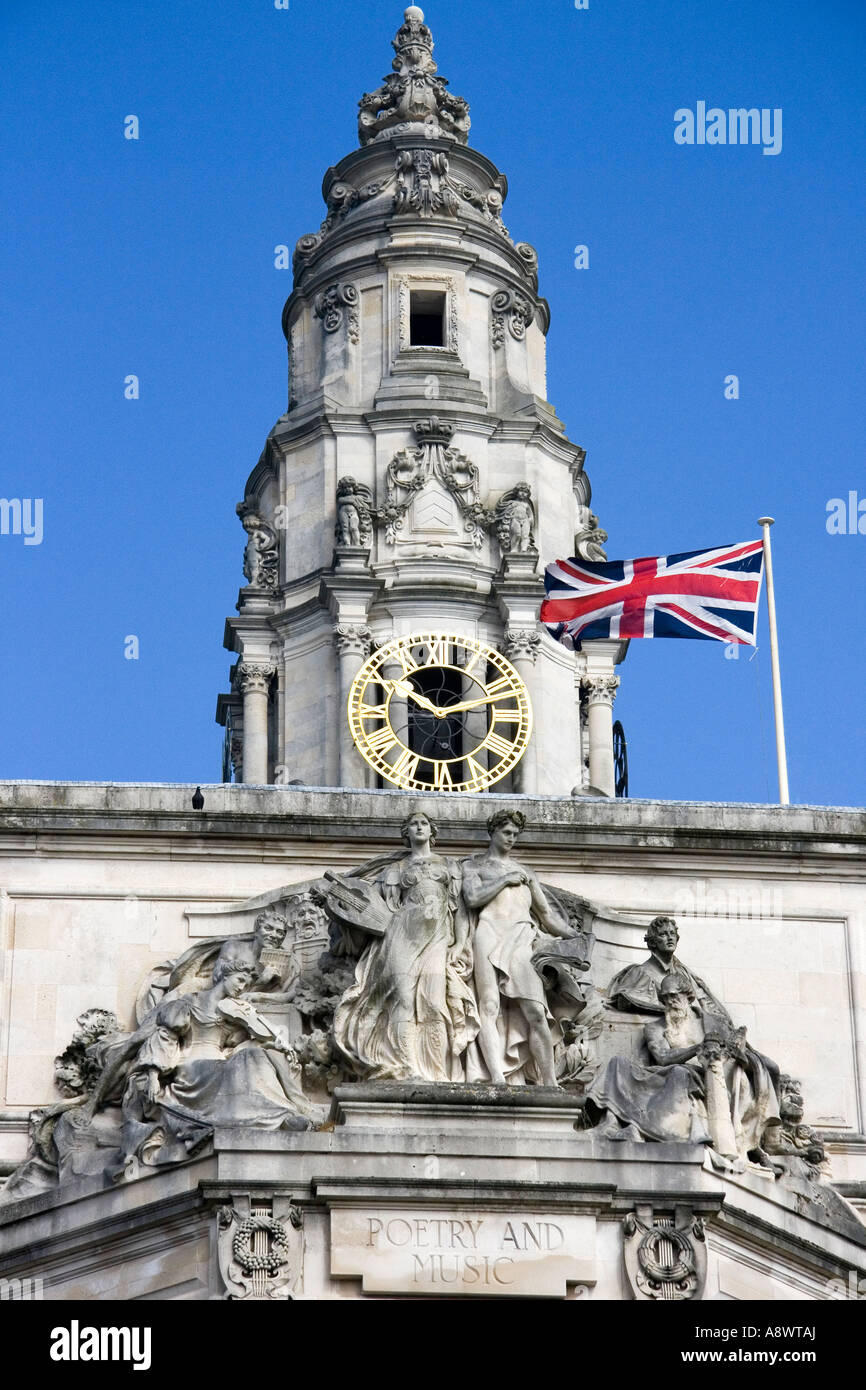The Union flag flies above Cardiff Town Hall Stock Photo - Alamy