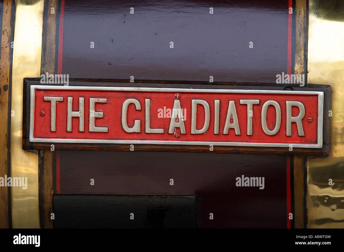 Name sign on steam engine Stock Photo - Alamy