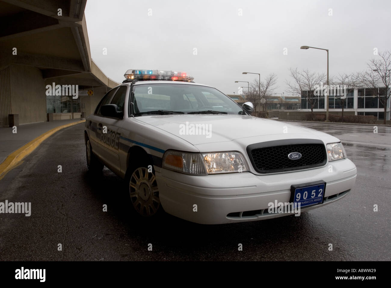 Police cruiser outside airport terminal Kansas City International ...