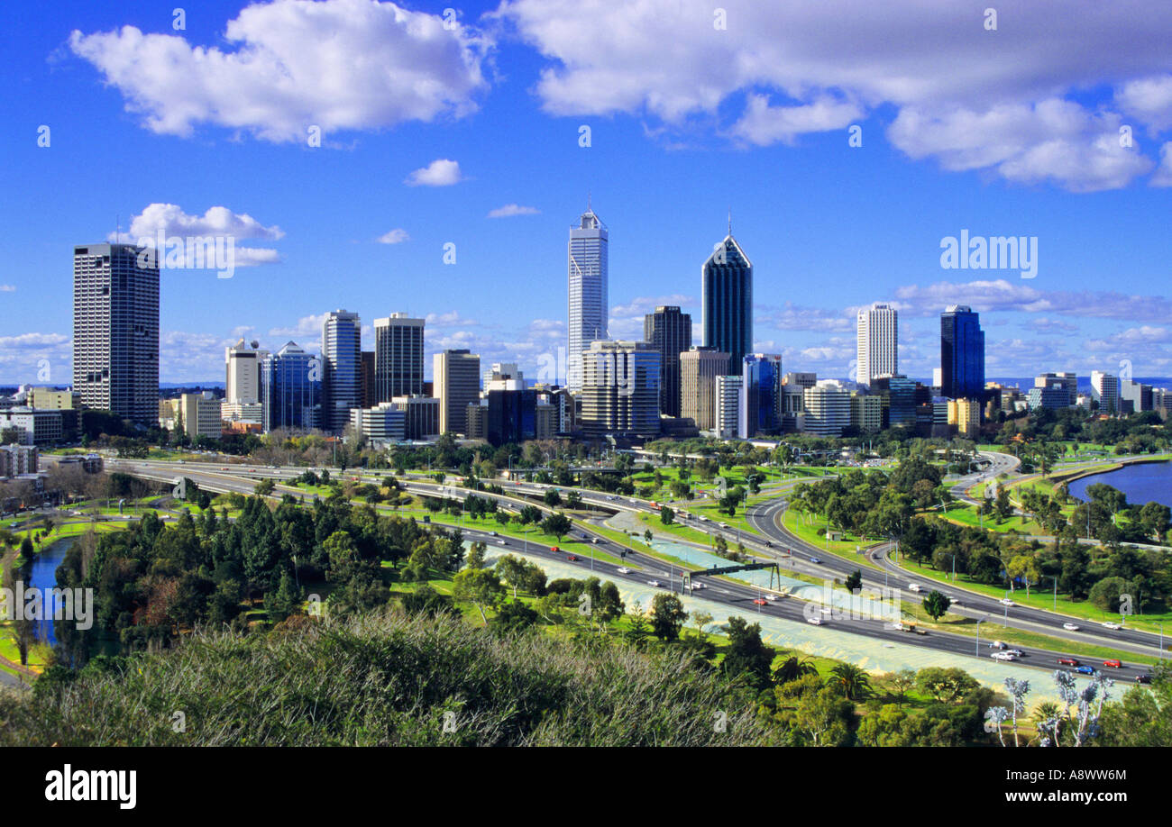Skyline of Perth from Kings Park, Western Australia Stock Photo - Alamy