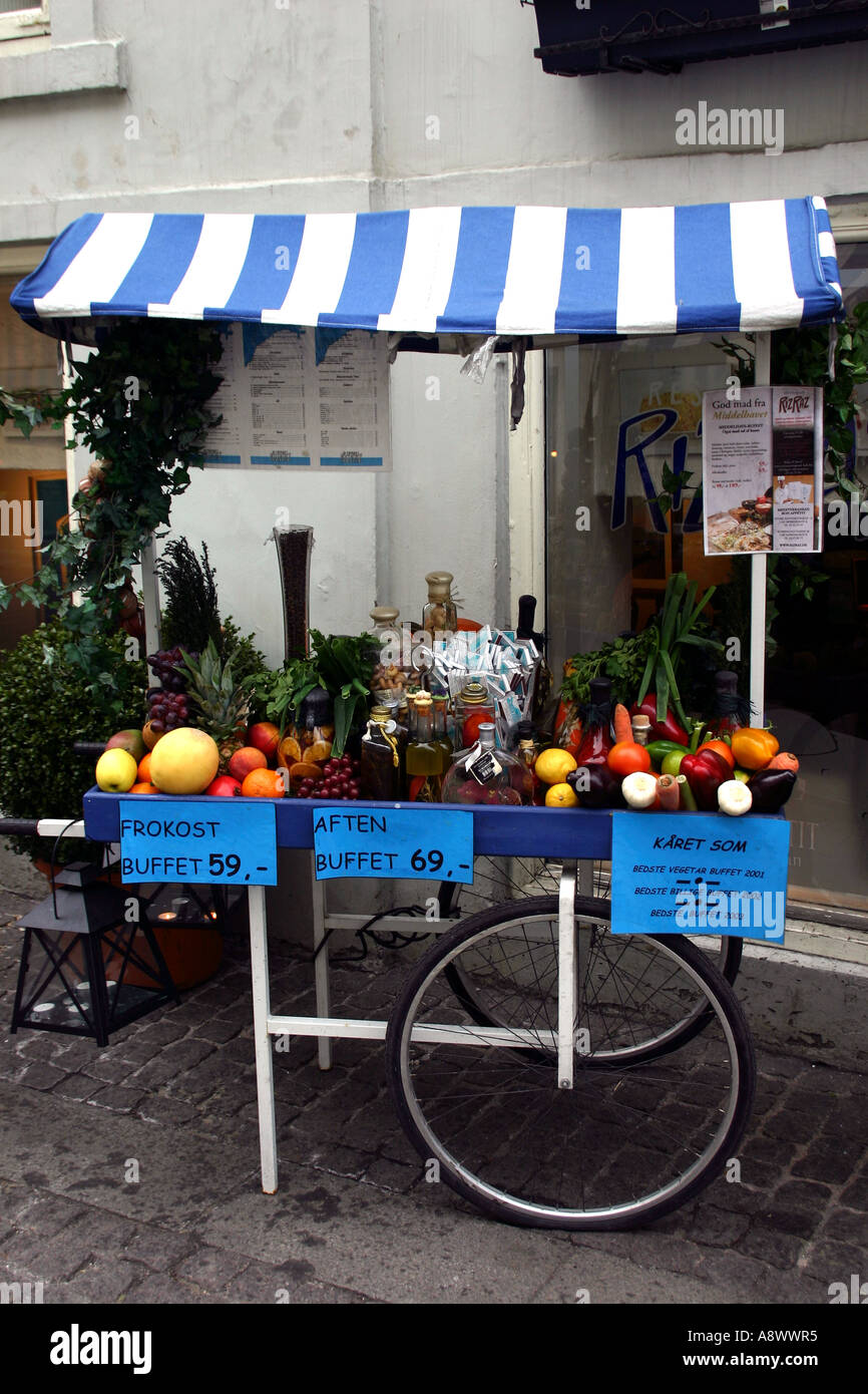 A fruit and vegetable stall in the centre of Copenhagen Denmark Stock ...