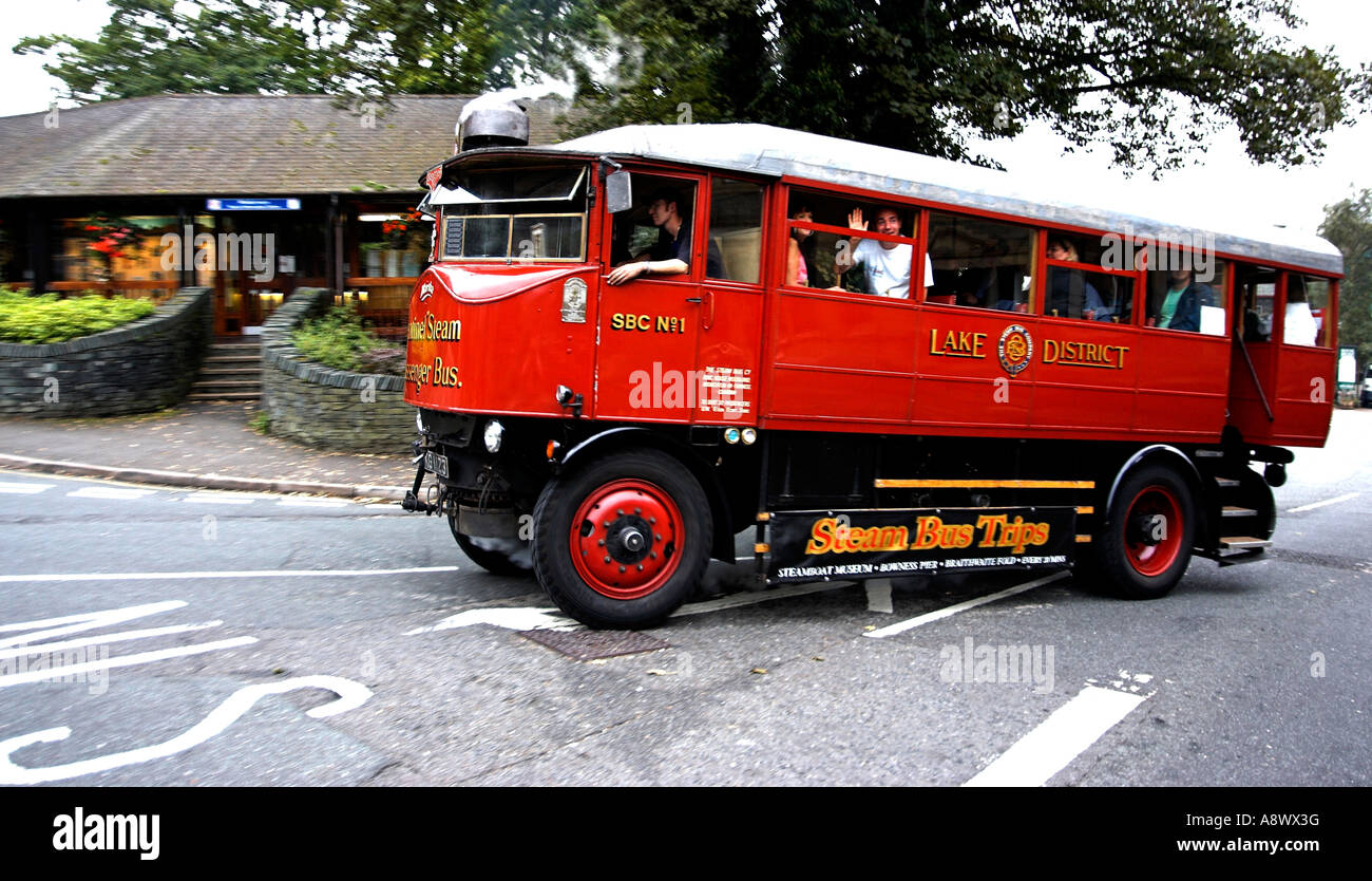 Bowness-on-Windermere Cumbria UK Coal fired steam bus Martha on its ...