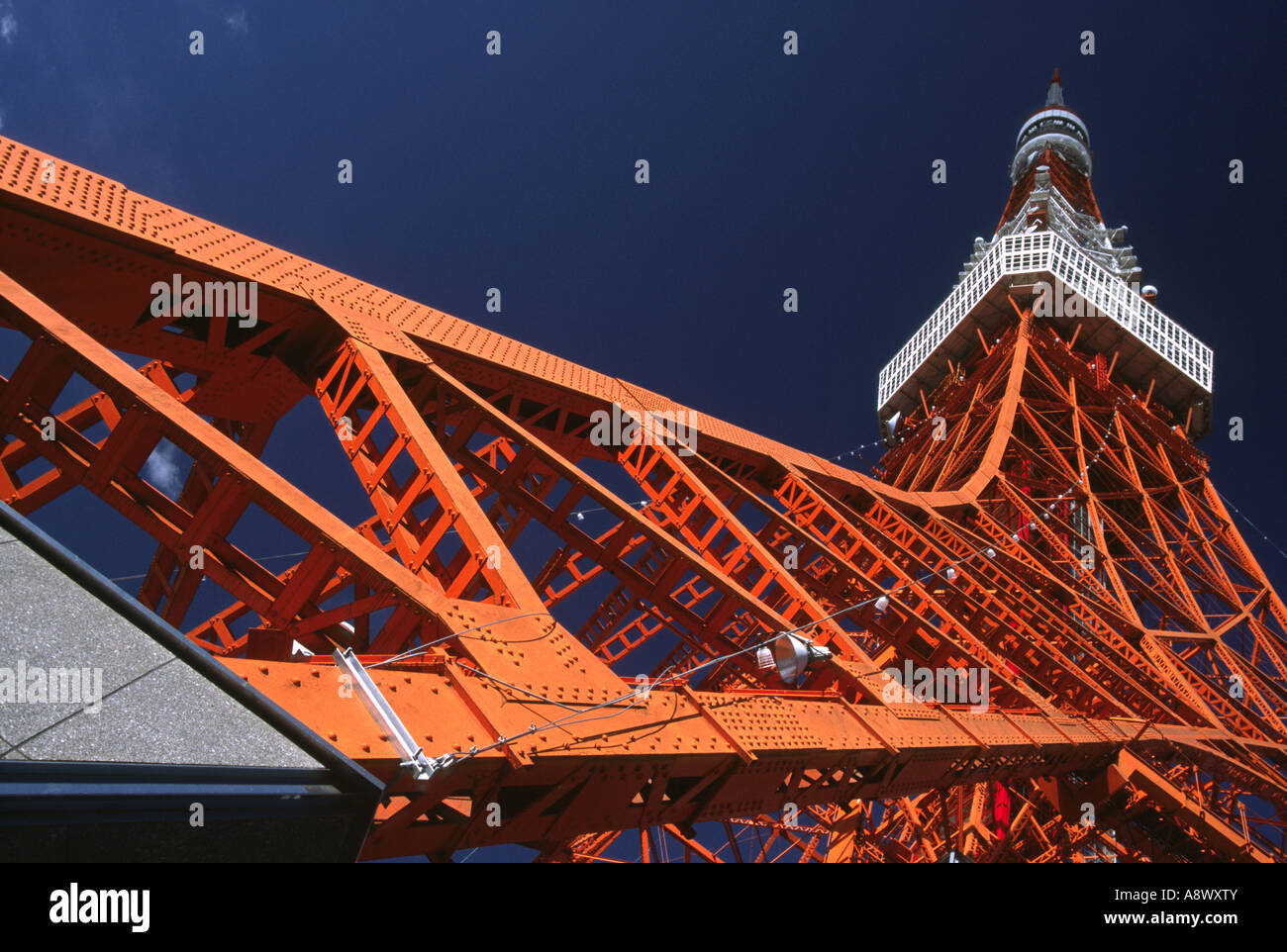 Tokyo Tower seen at a dramatic angle, Tokyo, Japan Stock Photo - Alamy