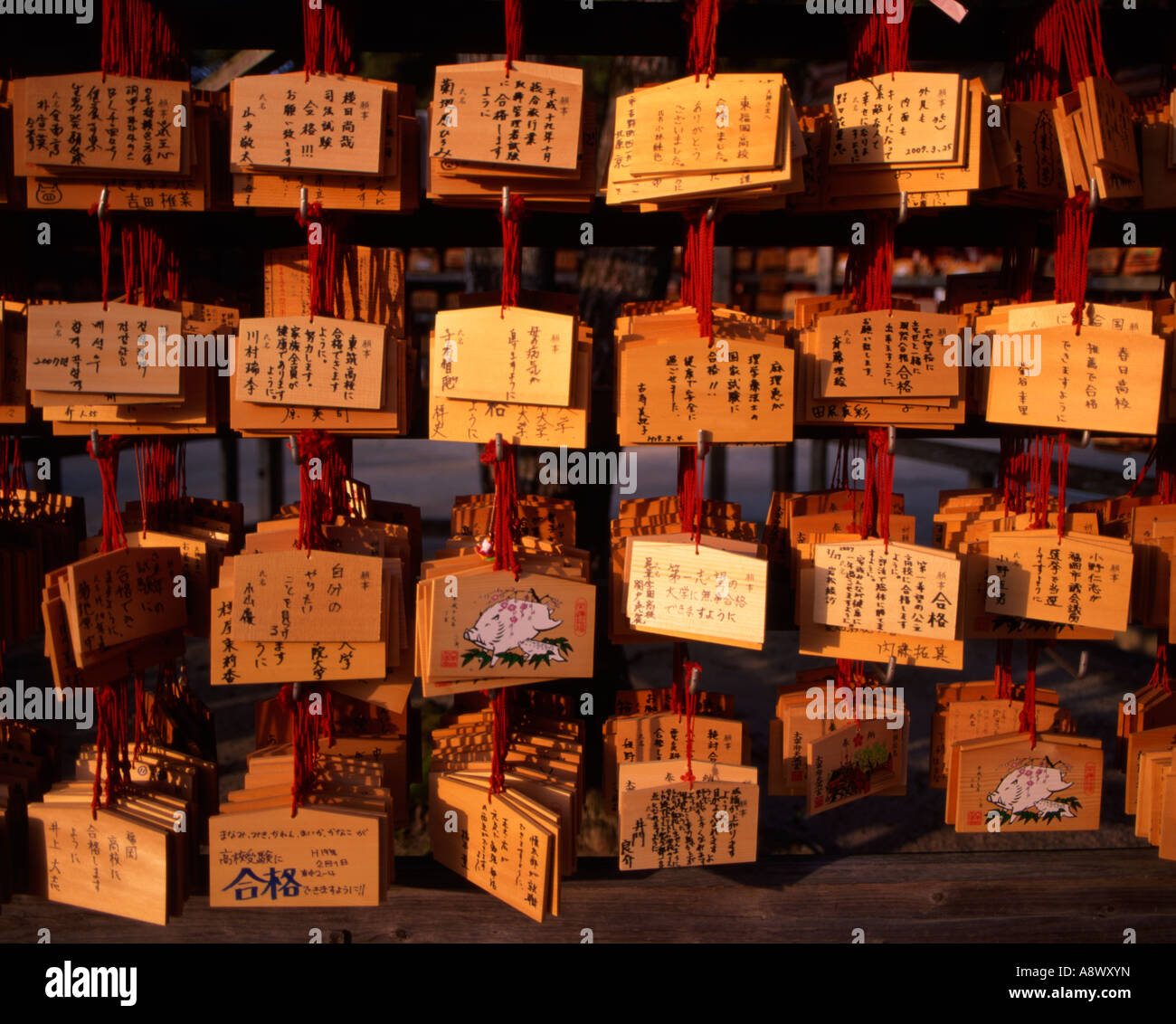 Ema, prayer tablets, at Daizaifu Tenmangu Shrine. A place of worship ...