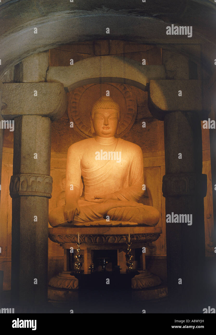 Buddha of granite at Sokkuram grotto in Kyongju South Korea Stock Photo ...