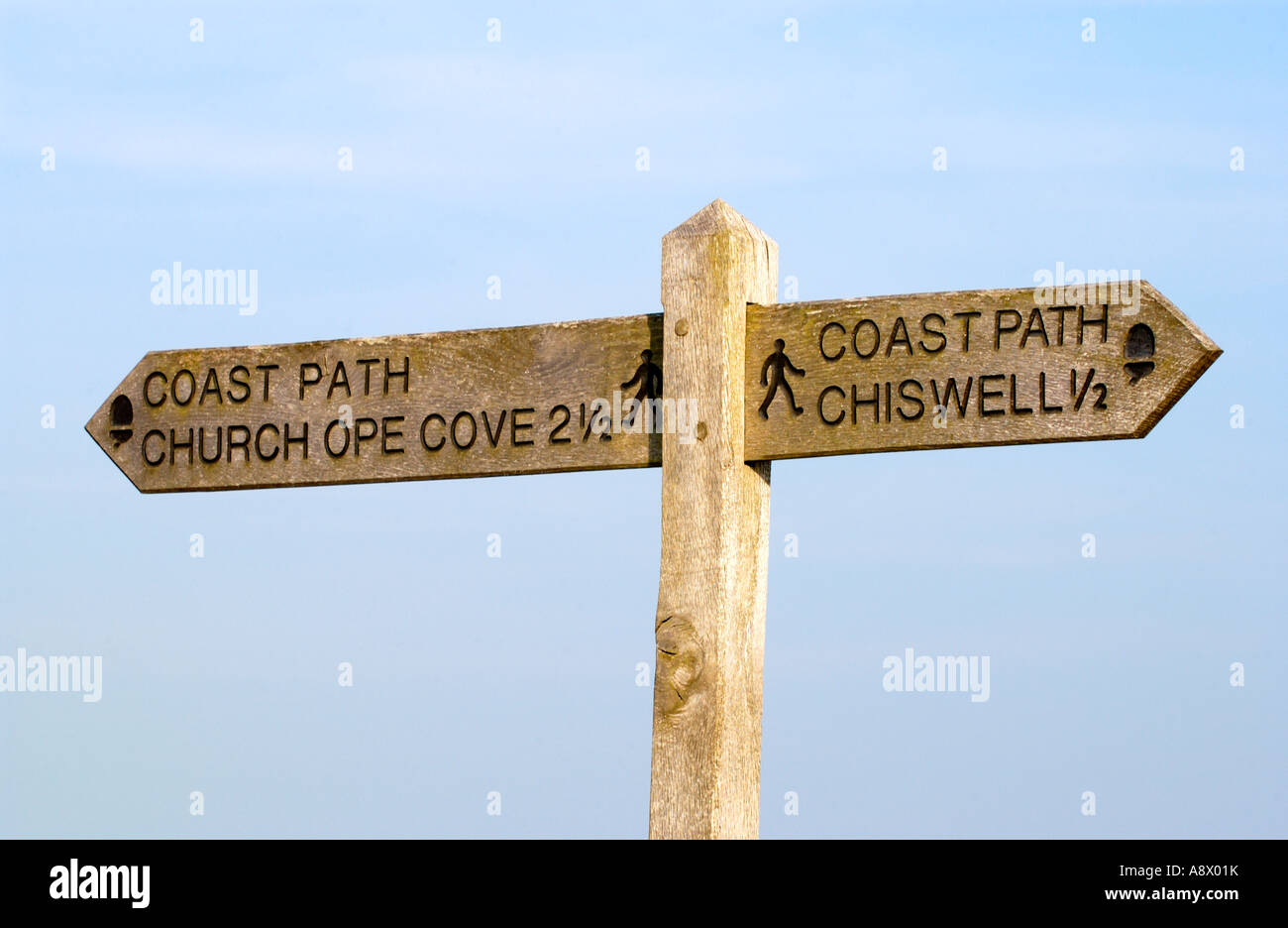 Coast Path signpost at Portland Bill Dorset England UK Stock Photo - Alamy