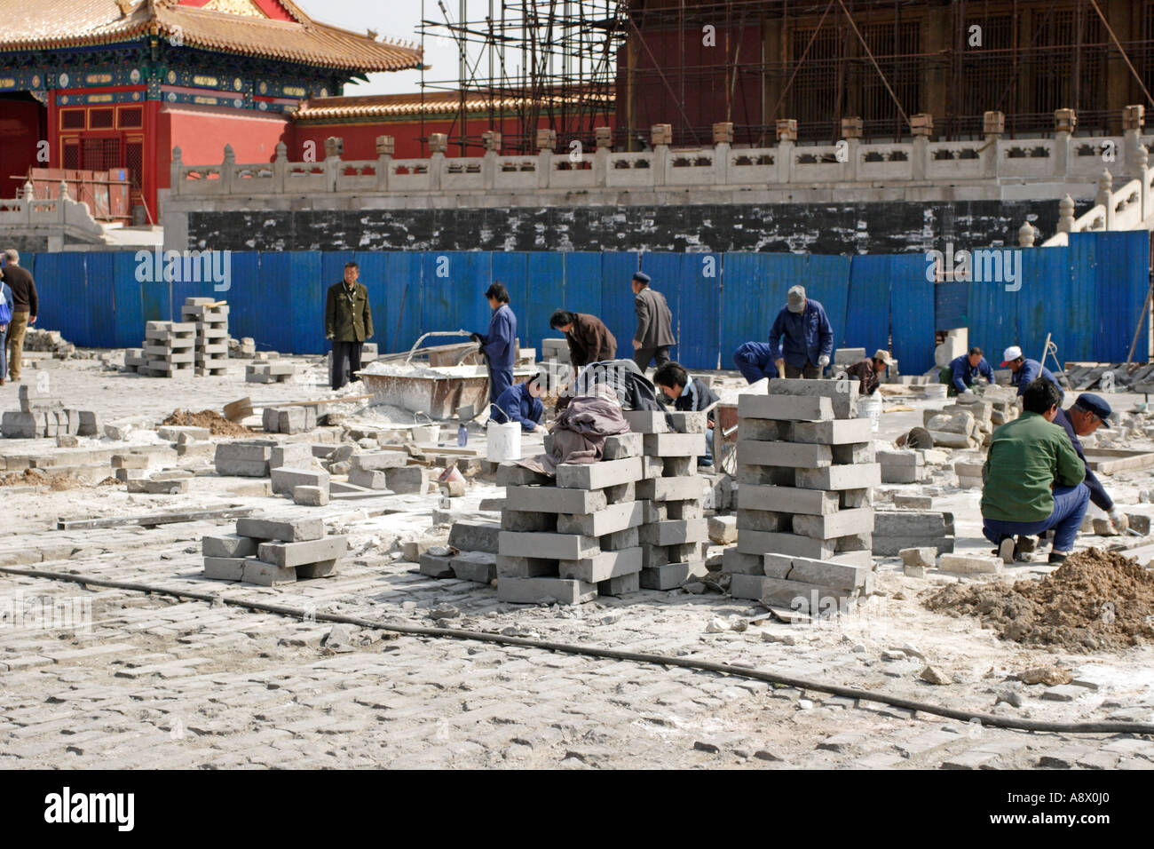Restoration work being done in Forbidden City, Beijing, China Stock ...