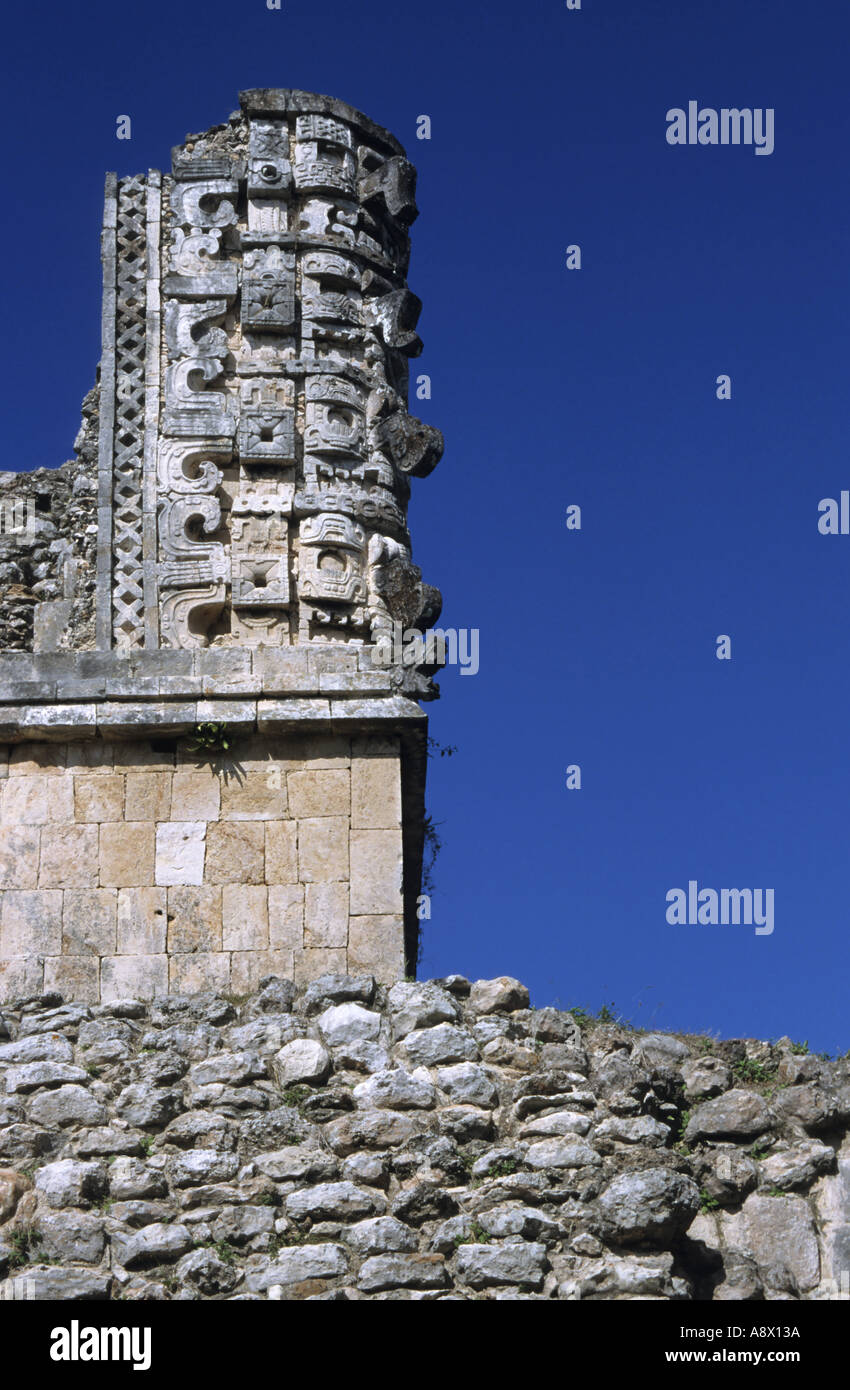 Mexico Yucatan State Uxmal Chac Mask Sculpted At The Nunnery Quadrangle ...