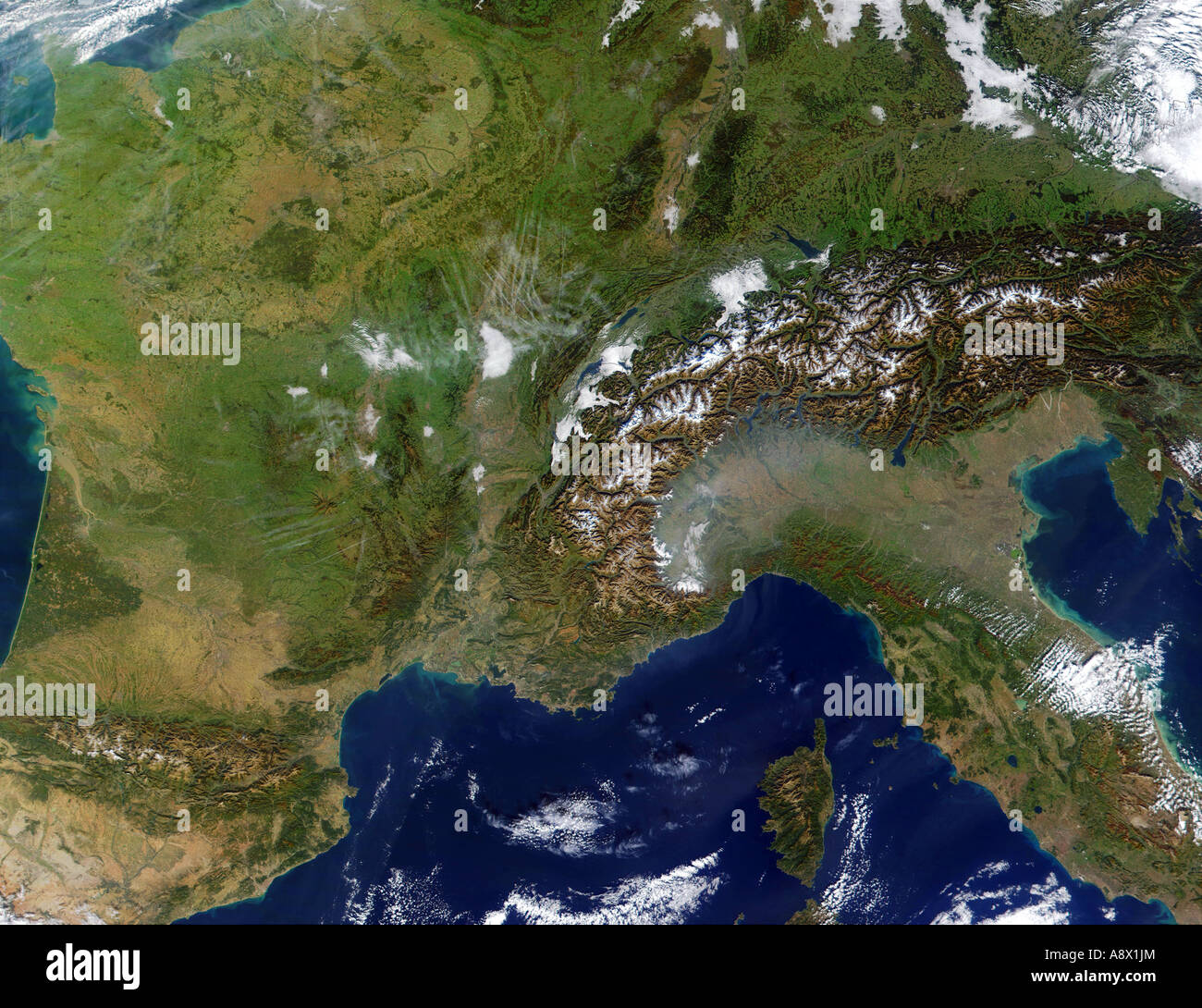 France Italy and Switzerland viewed from space Stock Photo - Alamy