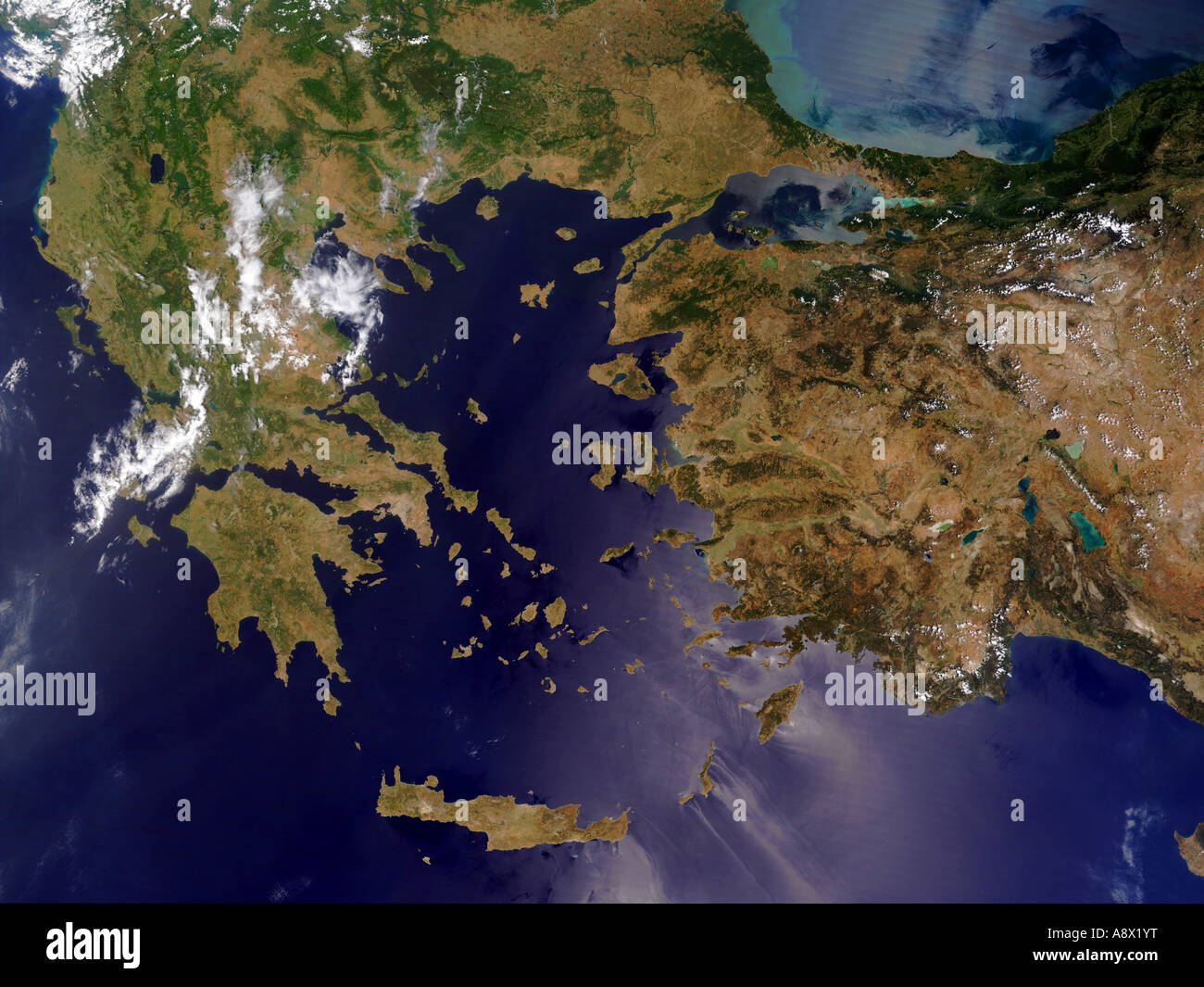 Greece and Turkey viewed from space Stock Photo - Alamy
