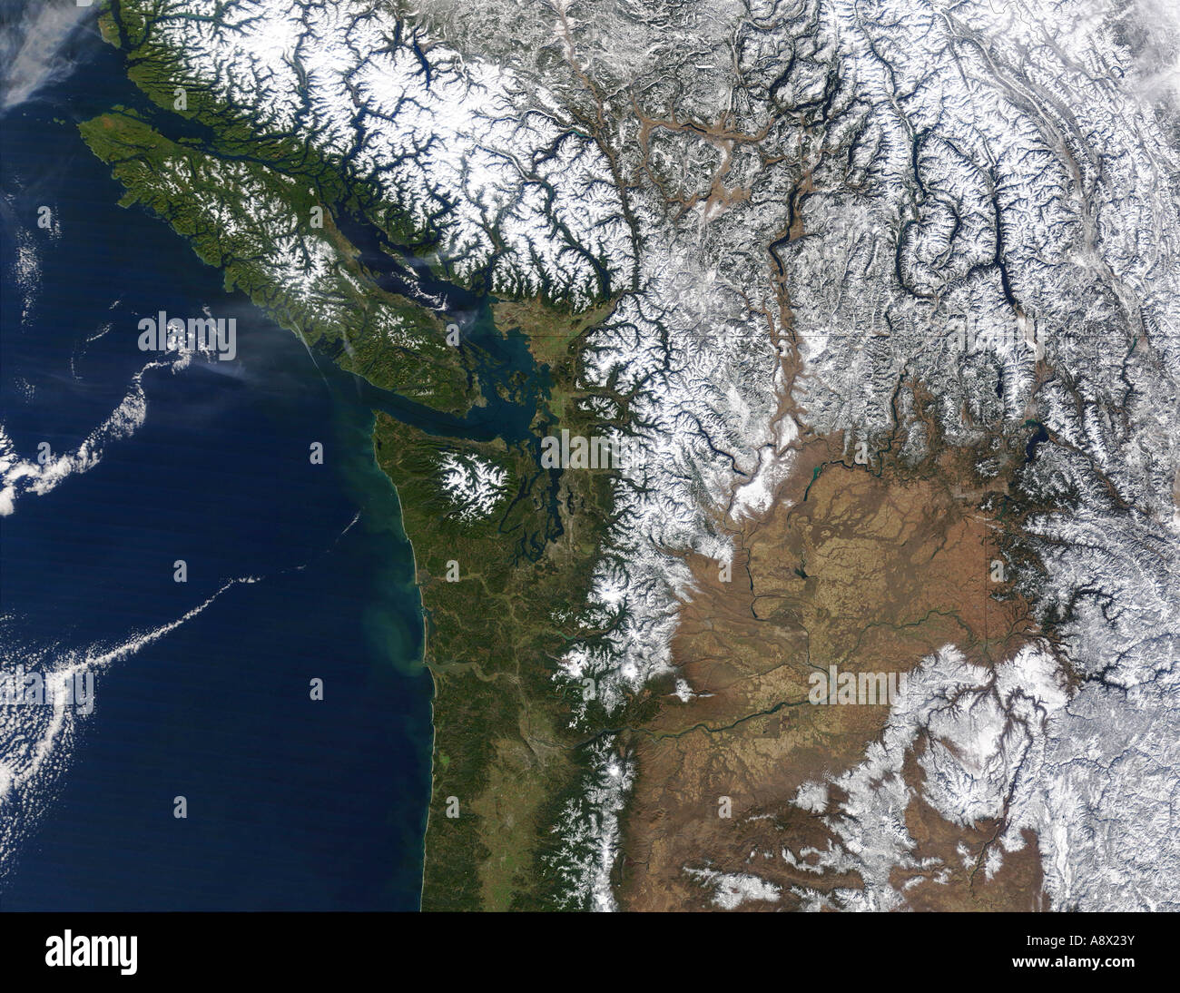 Pacific North West United States viewed from space Stock Photo - Alamy