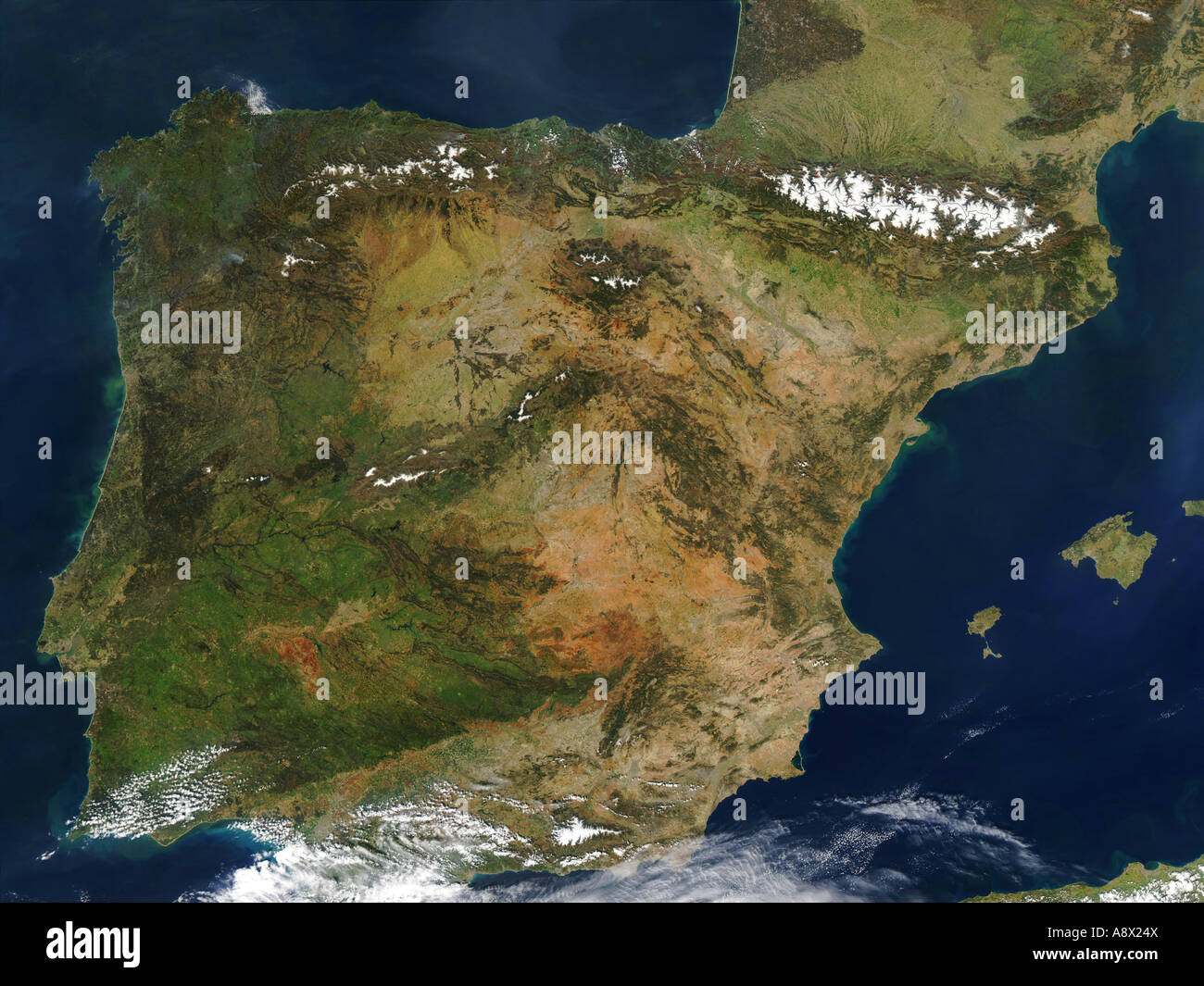 The Iberian Peninsula viewed from space Stock Photo - Alamy