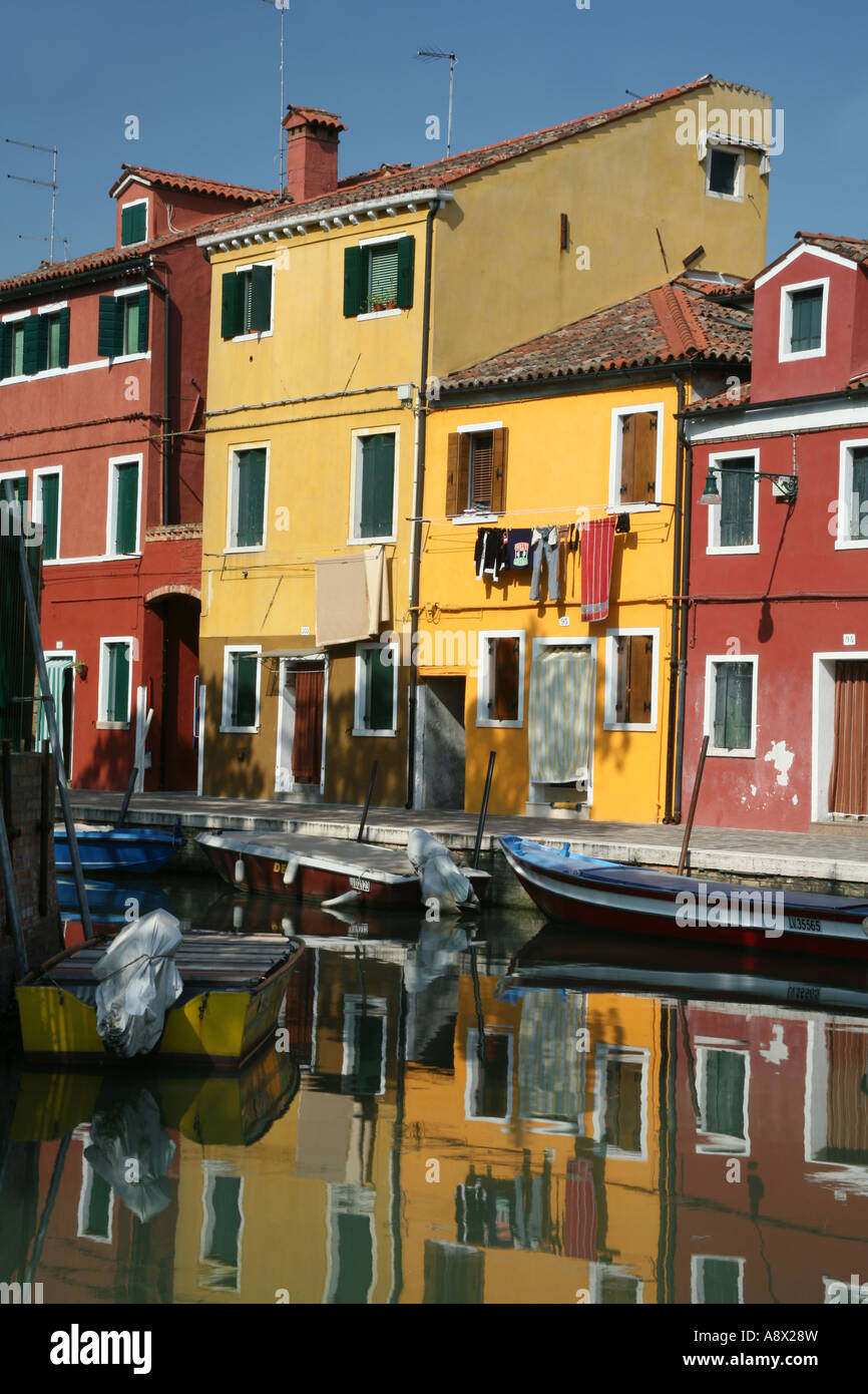 Colourful Canal houses in Village Island of Burano Venice Stock Photo - Alamy