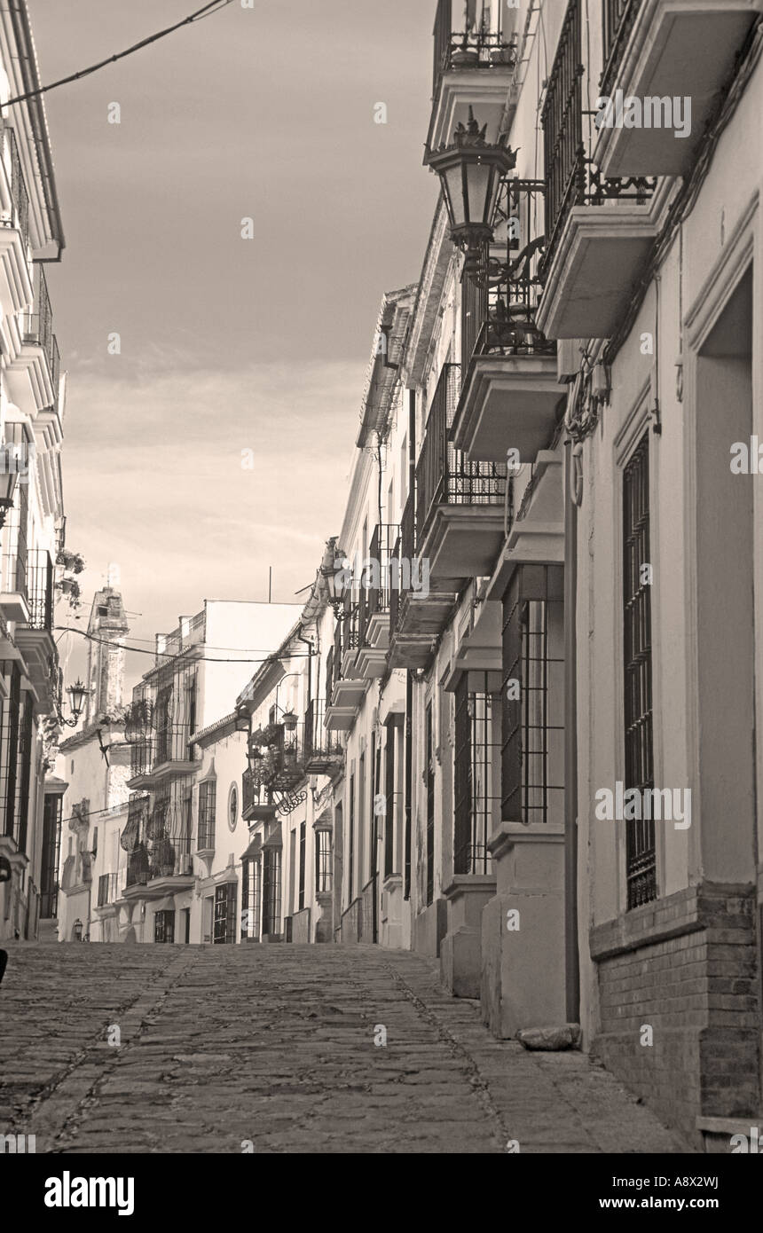 Cobble stone street in Ronda, Andalucia, Spain, colorized Stock Photo ...