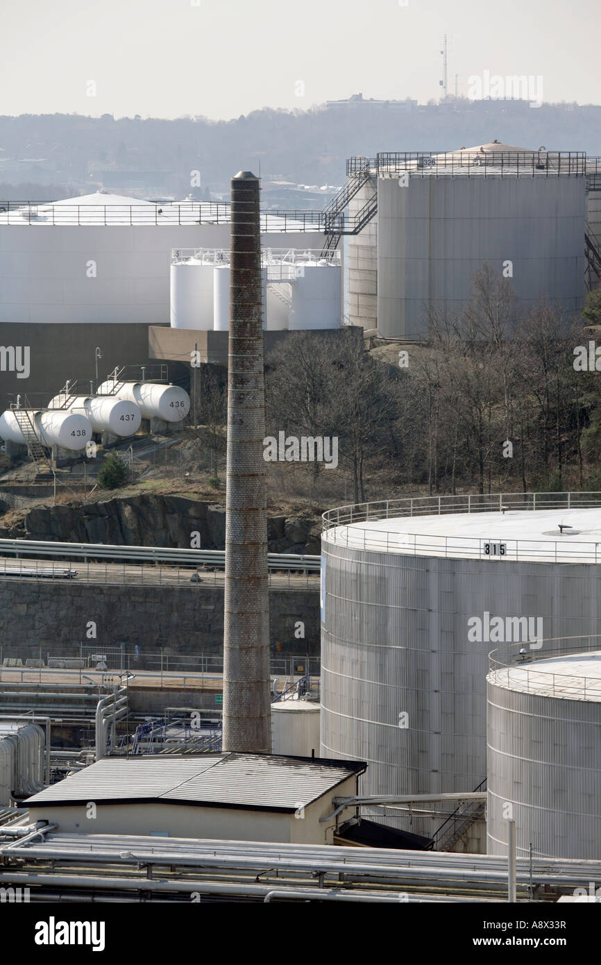 Close up of Oil Refinery on outskirts of Gothenburg Sweden Scandinavia ...
