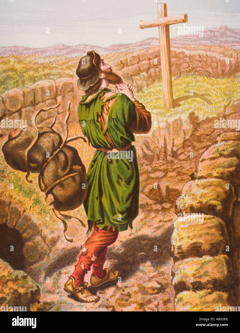 Christian loses his burden at the cross hi-res stock photography and ...