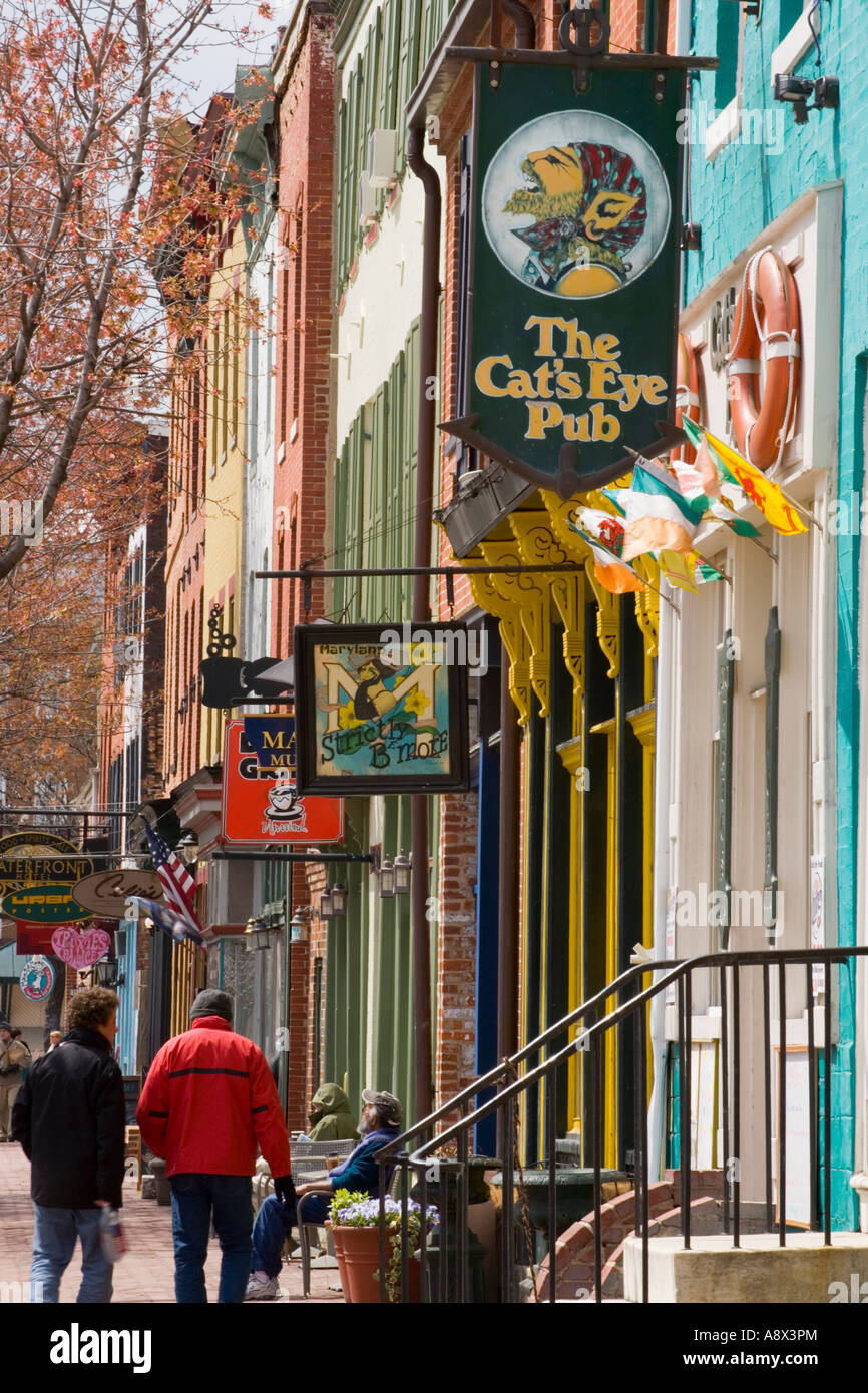Thames Street facades Fells Point neighborhood Baltimore Maryland Stock ...