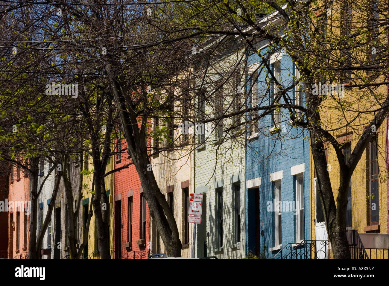 Colorful brick facades Lark Street neighborhood Albany New York Stock ...
