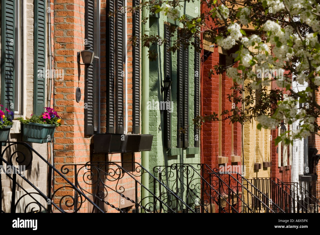 Colorful brick facades Lark Street neighborhood Albany New York Stock ...