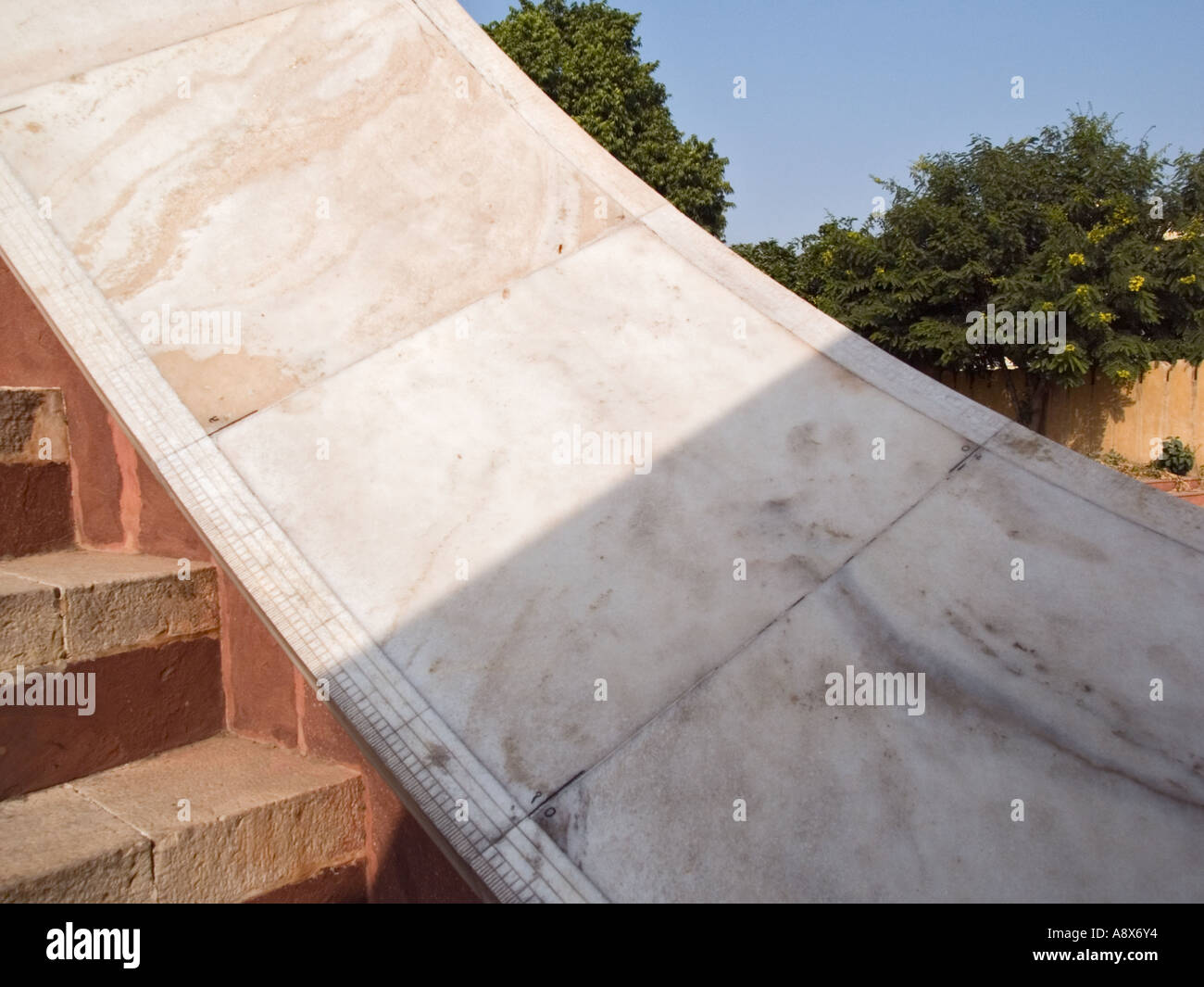 Small Samrat Yantra at Jantar Mantar Observatory morning shadow on left ...