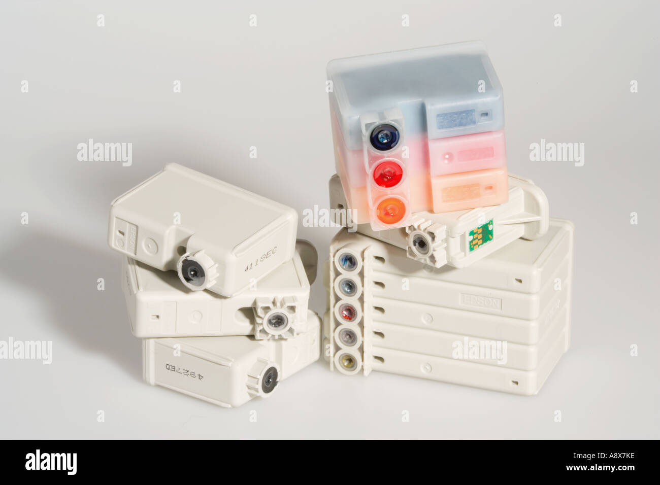 Empty printer ink cartridges Stock Photo - Alamy