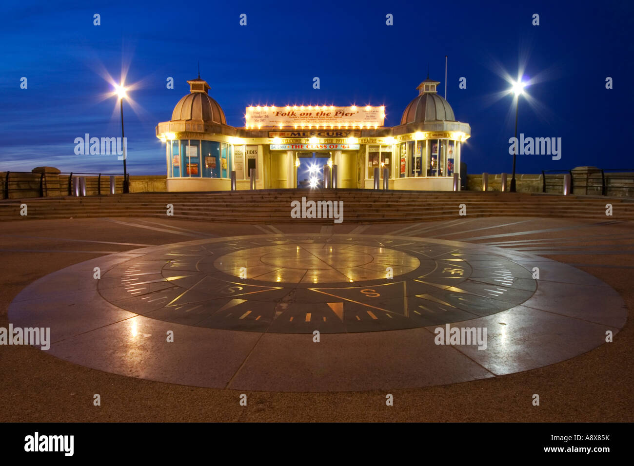 Cromer Pier Entrance at Night Stock Photo - Alamy