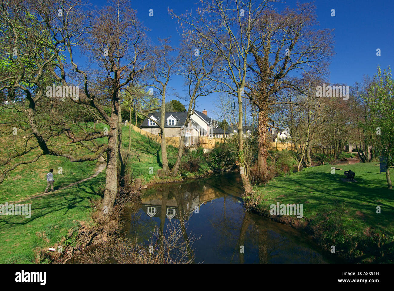 valley of the river clun view from clun castle clun village shropshire ...