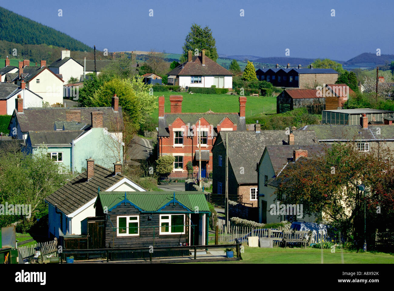 clun village shropshire midlands uk england Stock Photo - Alamy