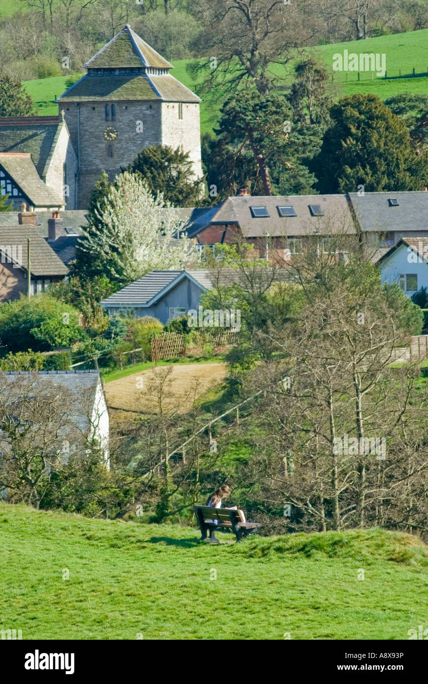 clun village shropshire midlands uk england Stock Photo - Alamy