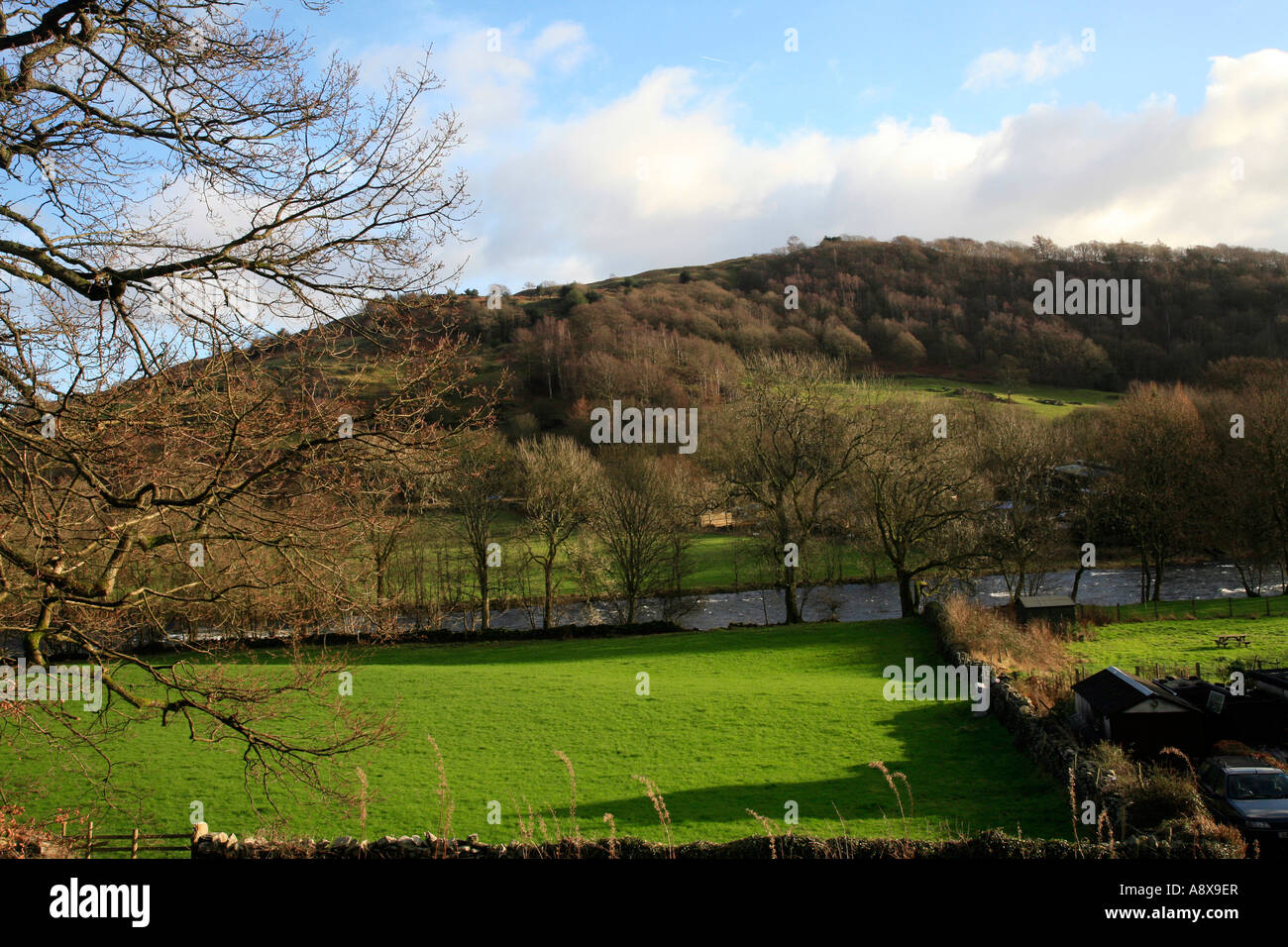 Hillside overlooking Backbarrow in the English Lake District, Cumbria ...