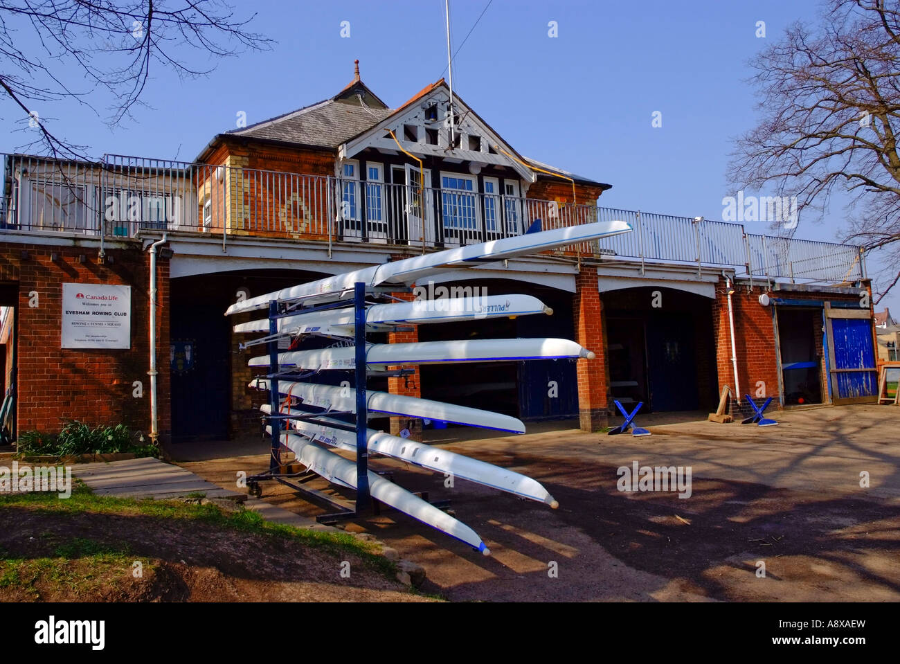 boathouse rowing club alongside river avon evesham worcestershire ...