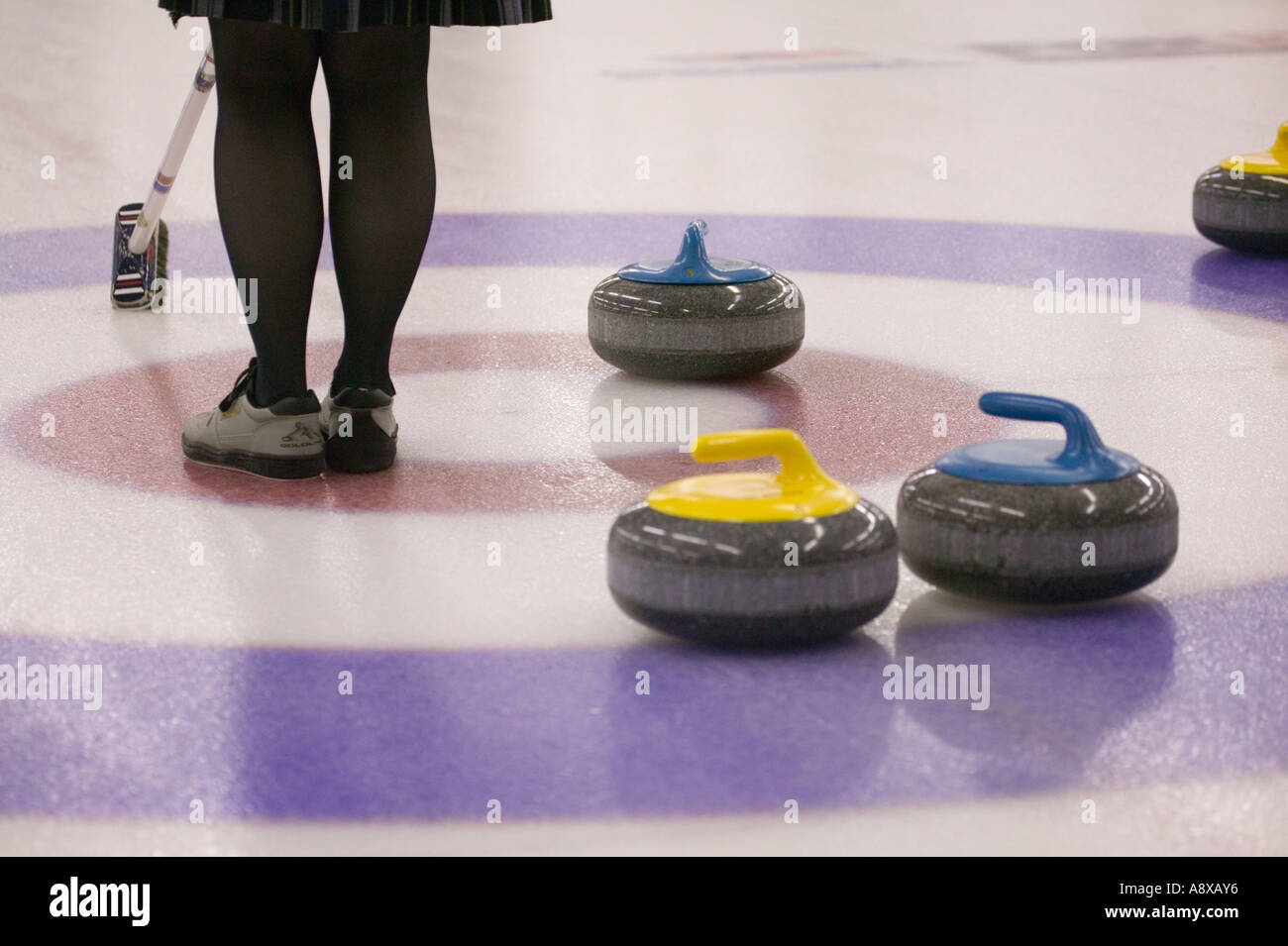 Stones in house womens curling league Utica New York Stock Photo - Alamy