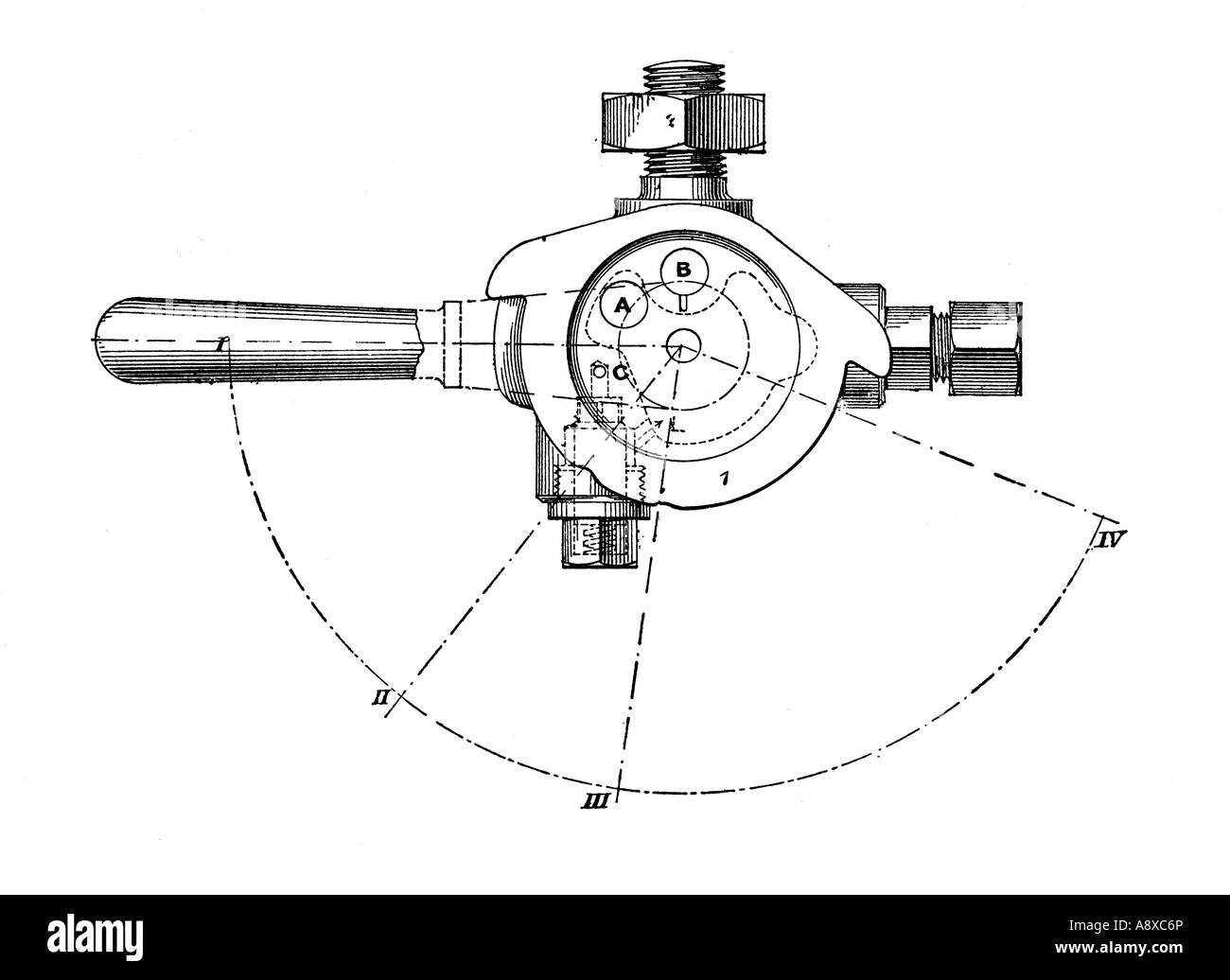 PLAN VIEW OF WESTINGHOUSE STEAM TRAIN BRAKE SYSTEM TRIPLE VALVE Stock ...