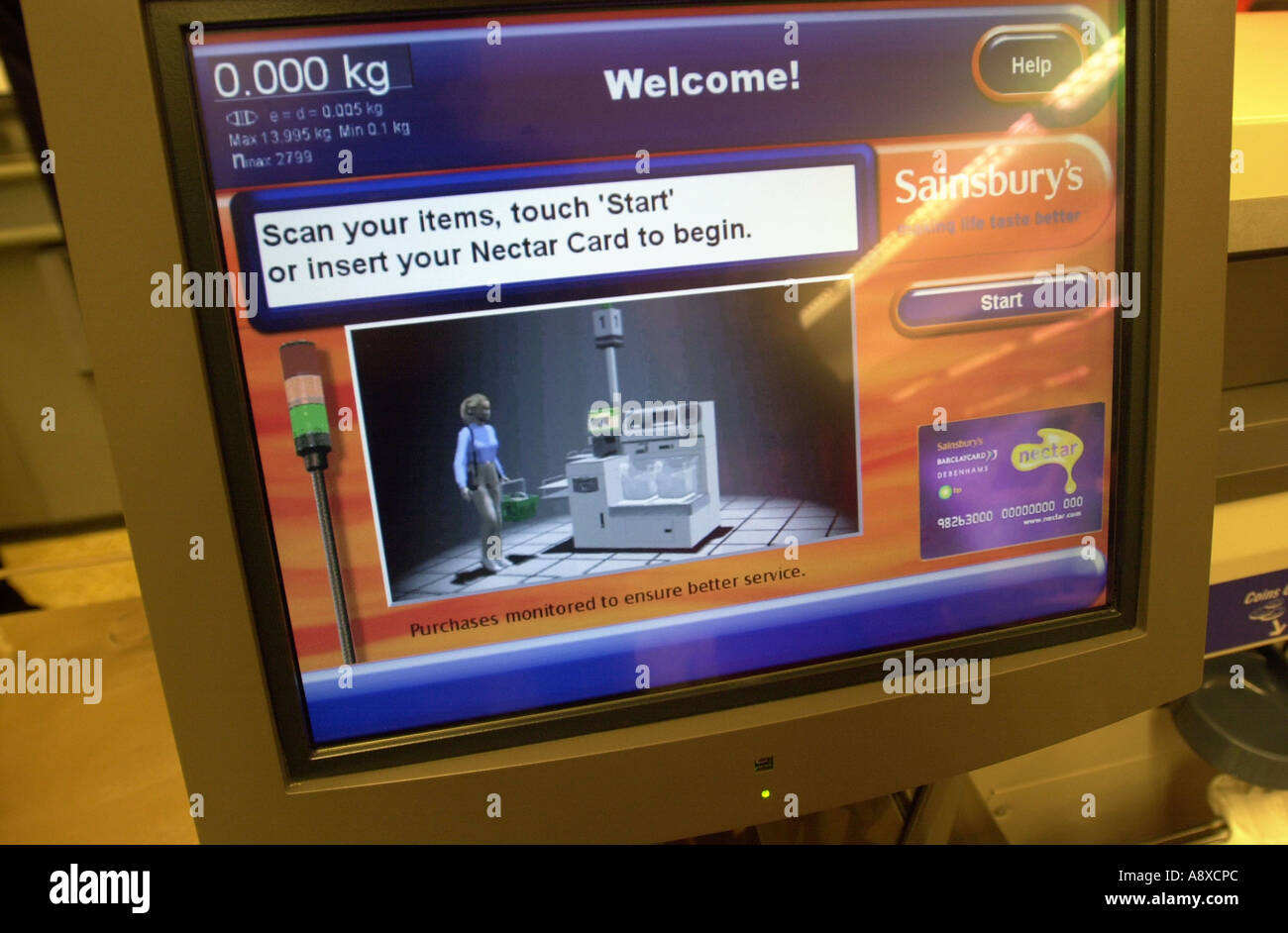 Automated checkout till in a Sainsburys store in Bury Park Luton UK ...