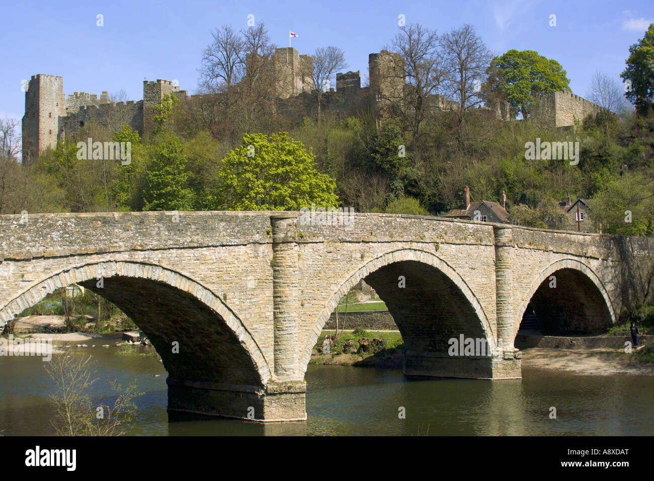 dinham medieval bridge river teme ludlow castle shropshire england uk ...