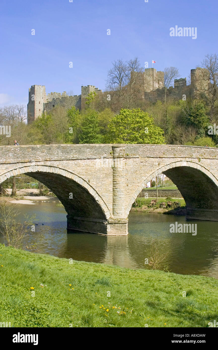dinham medieval bridge river teme ludlow castle shropshire england uk ...