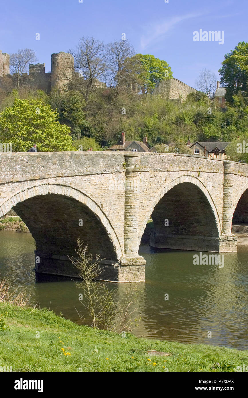 dinham medieval bridge river teme ludlow castle shropshire england uk ...