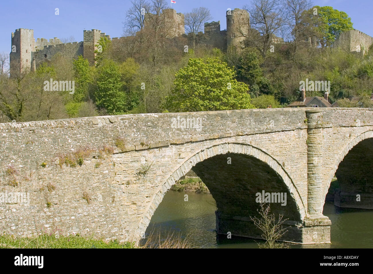 dinham medieval bridge river teme ludlow castle shropshire england uk ...