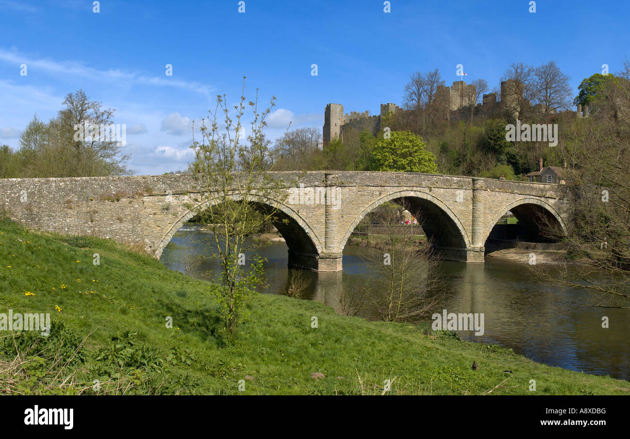 dinham medieval bridge river teme ludlow castle shropshire england uk ...