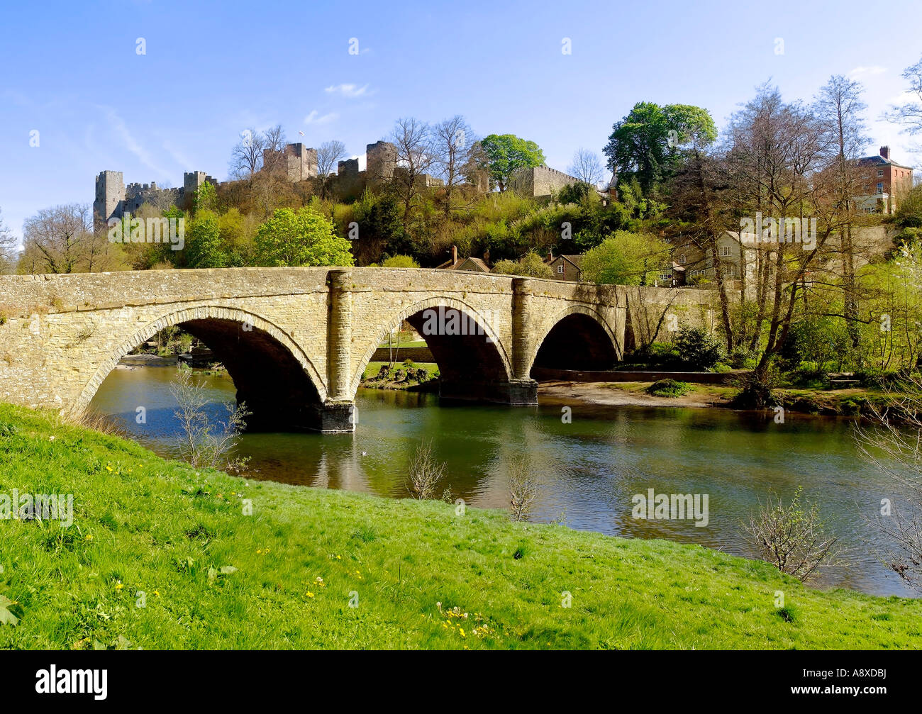 dinham medieval bridge river teme ludlow castle shropshire england uk ...