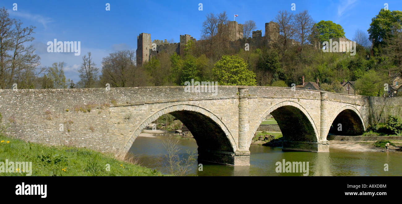 dinham medieval bridge river teme ludlow castle shropshire england uk ...