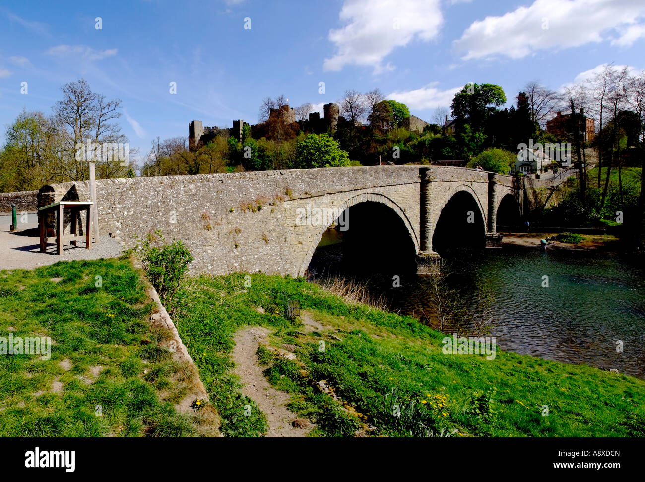 dinham medieval bridge river teme ludlow castle shropshire england uk ...