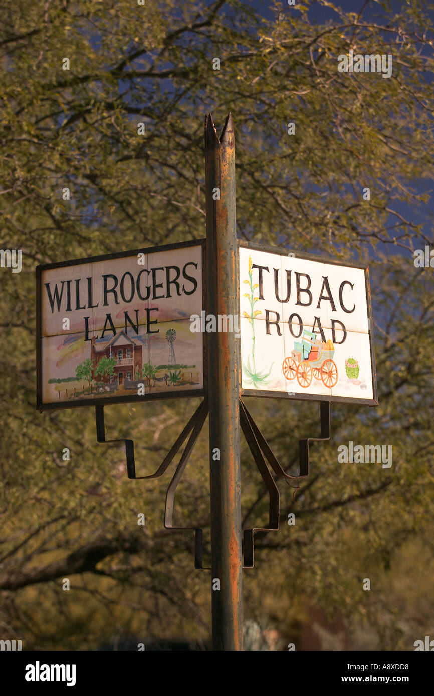 Road sign, Tubac, Arizona, USA Stock Photo - Alamy