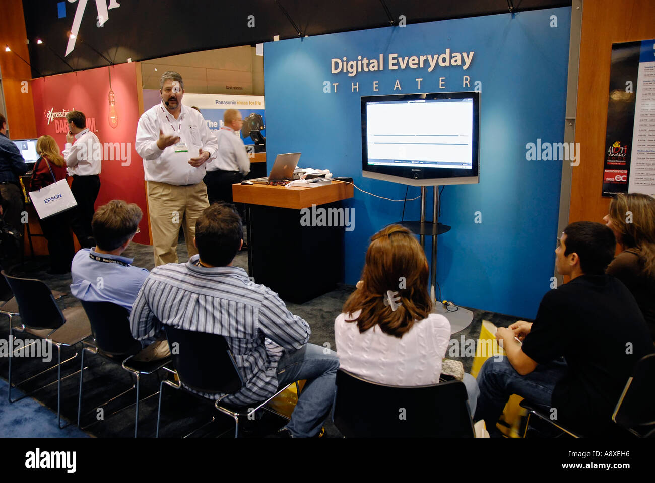 business presentation using the latest technology with visual computer ...