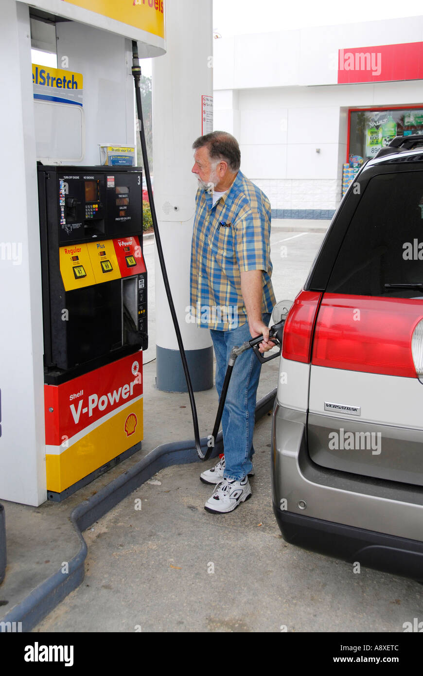 Adult male pumps gas into his car at a gas station Stock Photo - Alamy