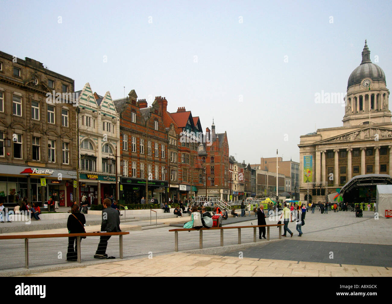 Nottingham's’ newly re-laid Market Square. The Council House to the ...